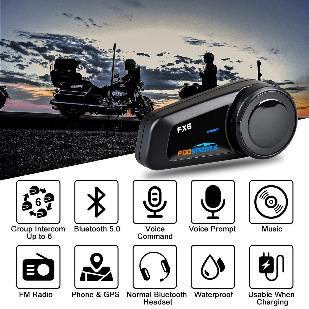 Fodsports FX6 Motorhelm Bluetooth Intercom Moto He... – Grandado
