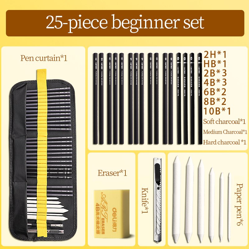 Deli sketch drawing pencils full set painting tool... – Grandado
