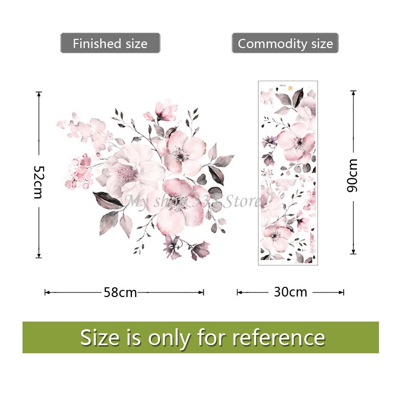 Pink flower water color Wall stickers, room decora... – Grandado