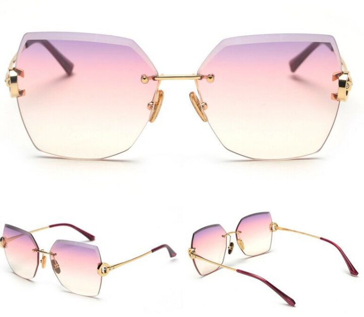 Gradient Rimless Sunglasses Women Vintage Square S... – Grandado