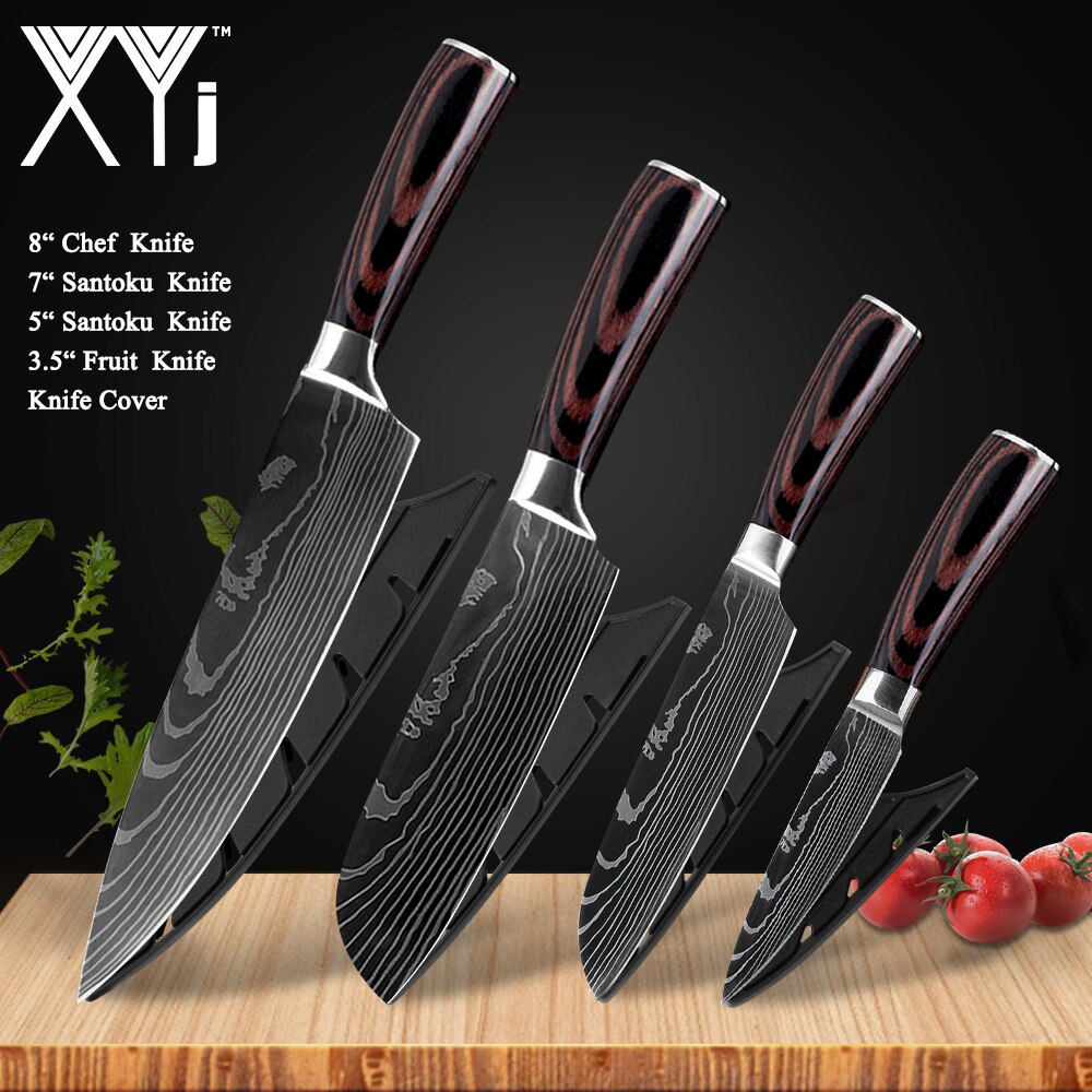 XYj Kitchen Knives Set Damascus Veins Stainless St... – Vicedeal