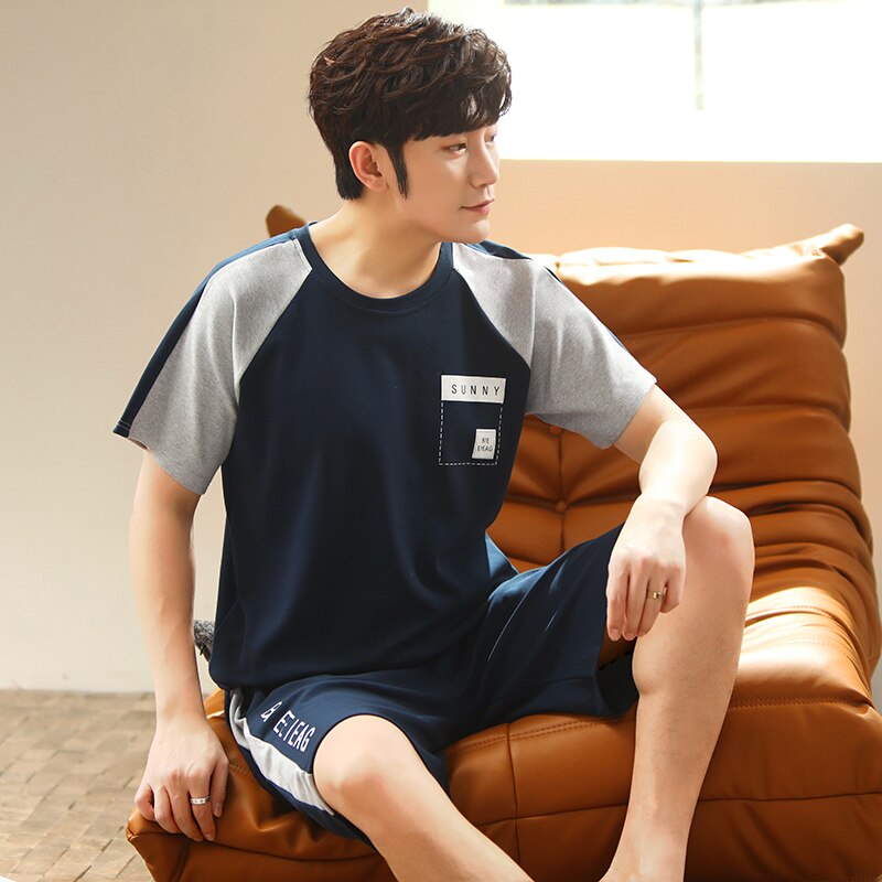 Summer Full Pure Cotton Pyjamas Male Casual Pajama... – Grandado