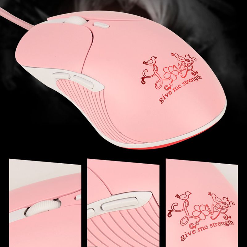 Pink Silent LED Light Optical Game Mice Ergonomic ... – Grandado