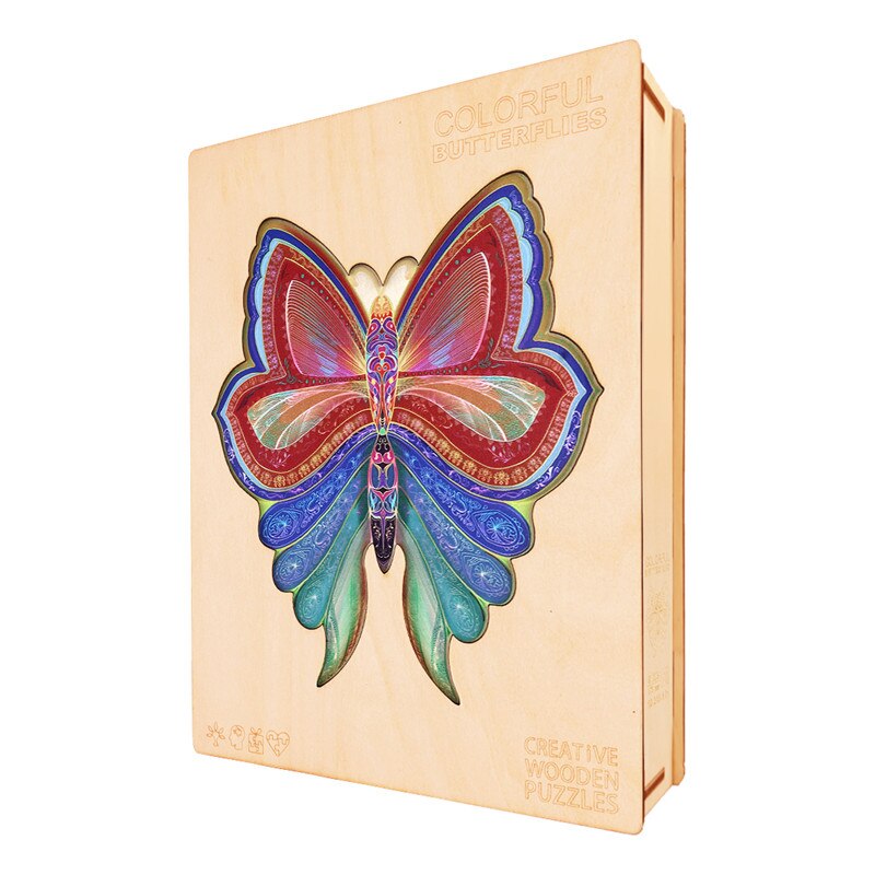 Rainbow Wooden Puzzles Butterfly Wooden Jigsaw Puz... – Grandado