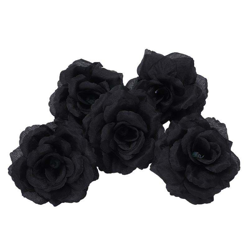 20 Pcs Black Rose Artificial Silk Flower Party Wed... – Grandado