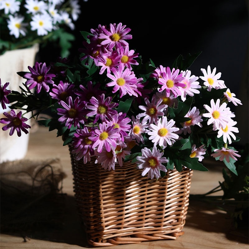 yumai 9 Fork 35 cm Daisy Flower Bouquet Silk Gerbe... – Grandado