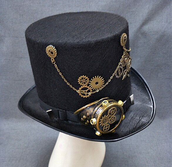 Black Steampunk Retro Vintage Fedora Top Hat Men W... – Vicedeal