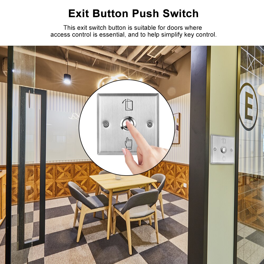 Stainless Steel Exit Button Push Switch for Door A... – Grandado Stainless Steel Exit Button Push Switch for Door A... – Grandado