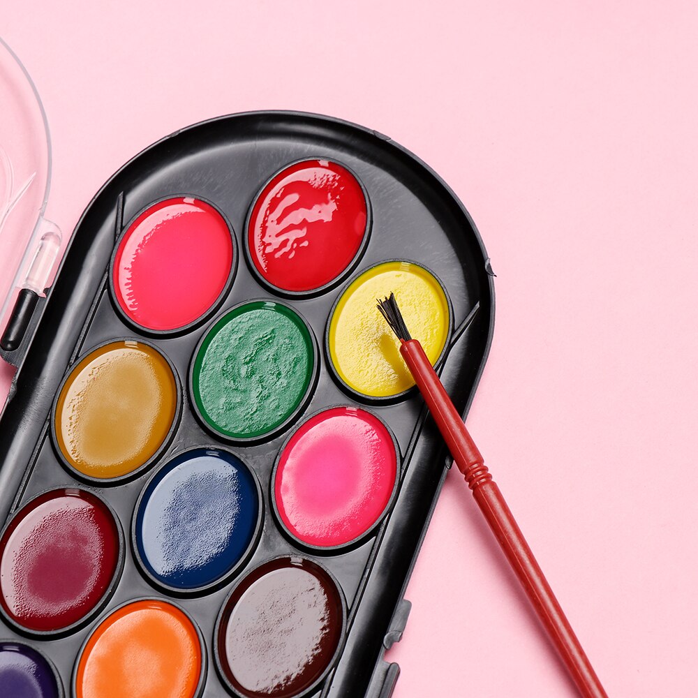 16 Colors/set Solid Watercolor Palette Paintbrush ... – Vicedeal