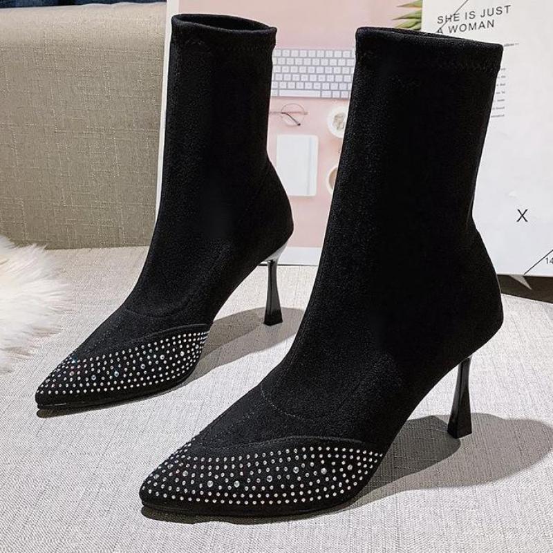 Luxury Women Sparkly High Heels Glitter knitting B... – Grandado