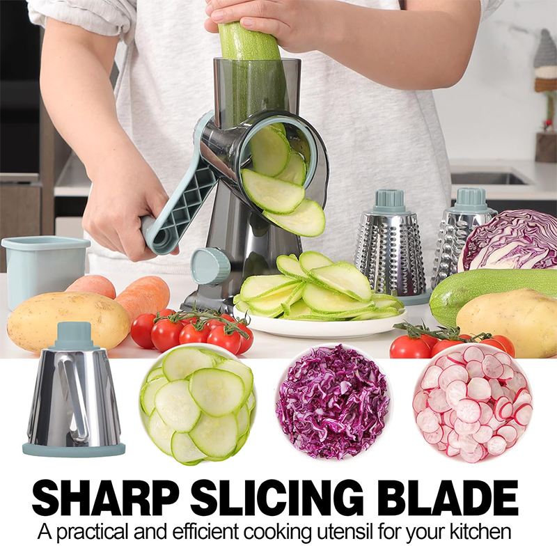 LMETJMA 3 in 1 Rotary Cheese Grater Versatile Manu... – Grandado