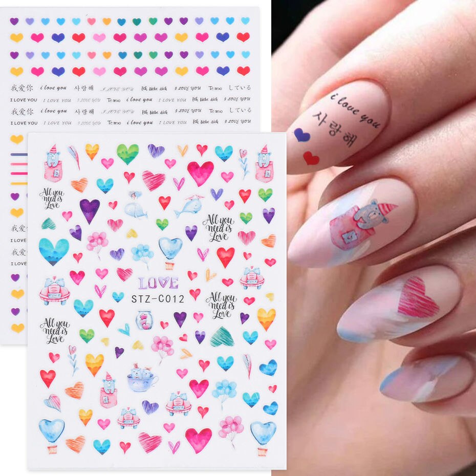 3D Valentine Stickers Nail Cartoon Rose Hart Eenho... – Vicedeal