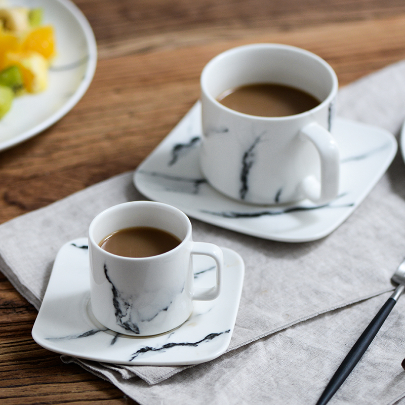 Coffee Cup Dish Set Nordic Marble Pattern Cup And ... – Vicedeal