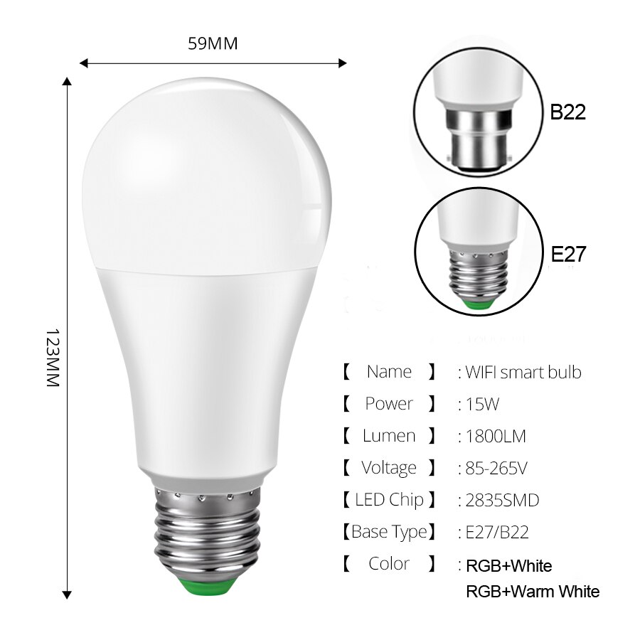 Dimmable B22 E27 APP Control Smart Lamp AC 85-265V... – Vicedeal