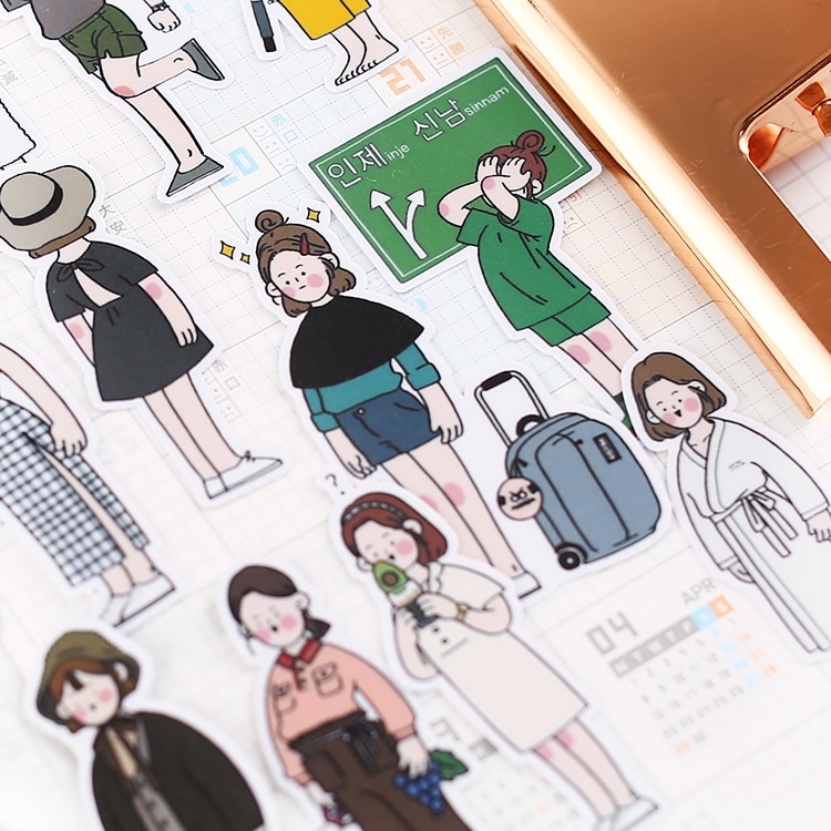 26Pcs/pack cute Hand drawn girls Stickers Scrapboo... – Grandado