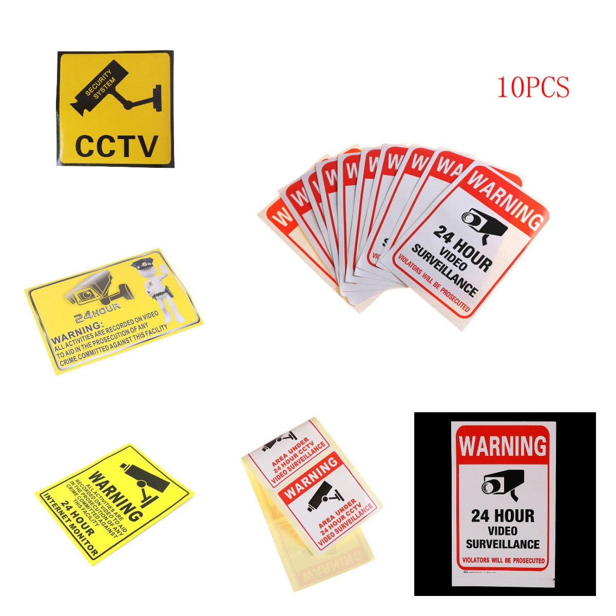 Warning Sticker 24H Video Camera System Warning Si... – Grandado