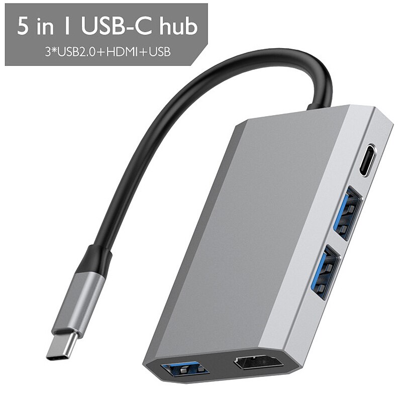 5 in 1 usb c hub / typ c data hub med 5- portar 3 ... – Grandado