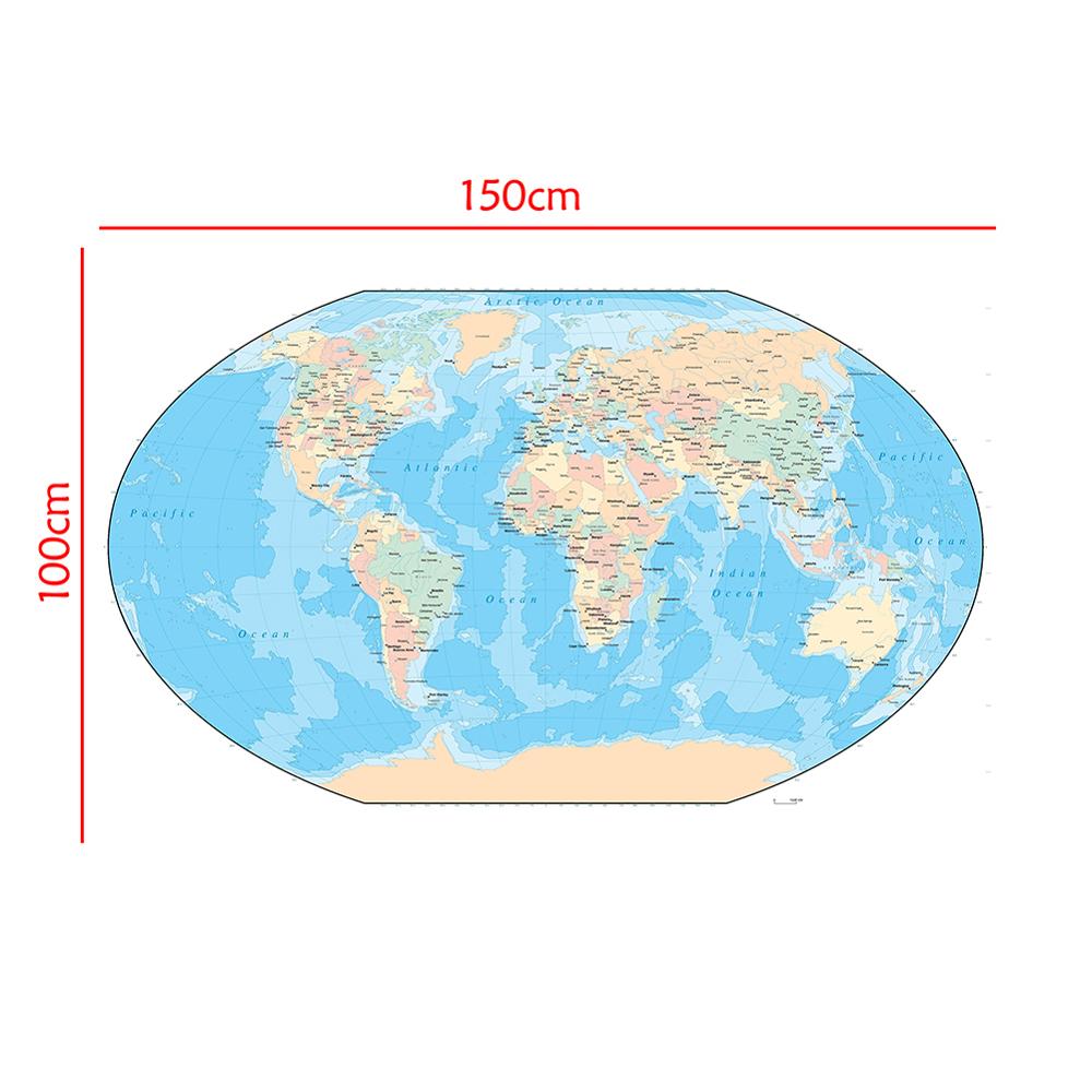 150x100cm World Map Non-woven Waterproof Map witho... – Grandado