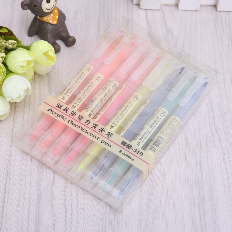 8 colors Highlighter Artist Dual Head Sketch Marke... – Vicedeal