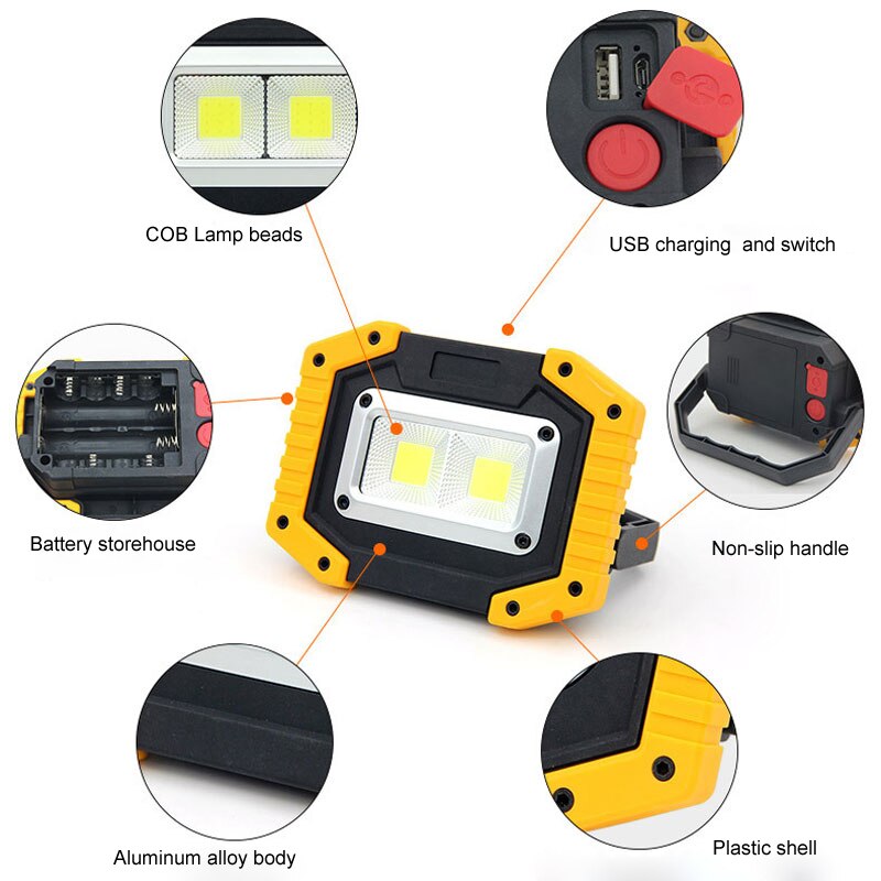 30W Square USB Rechargeable COB LED Flood Light Sp... – Vicedeal