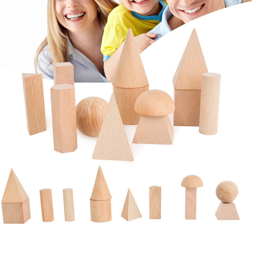 12Pcs/Set Wooden 3D Blank Geometric Solids Model M... – Vicedeal