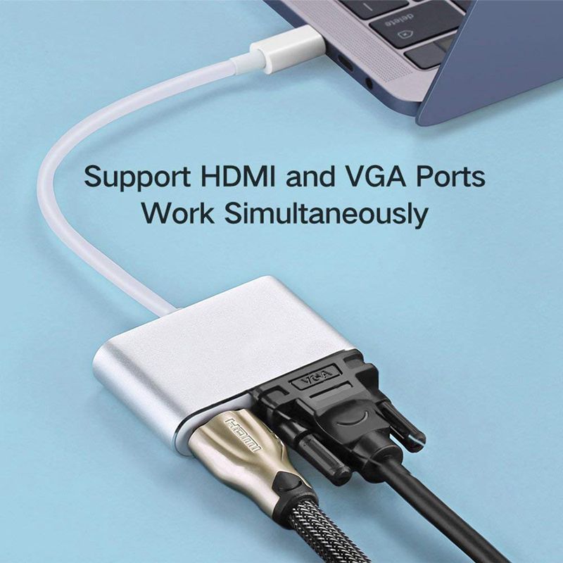 USB C to HDMI + VGA,USB Type C (Thunderbolt 3 Comp... – Grandado