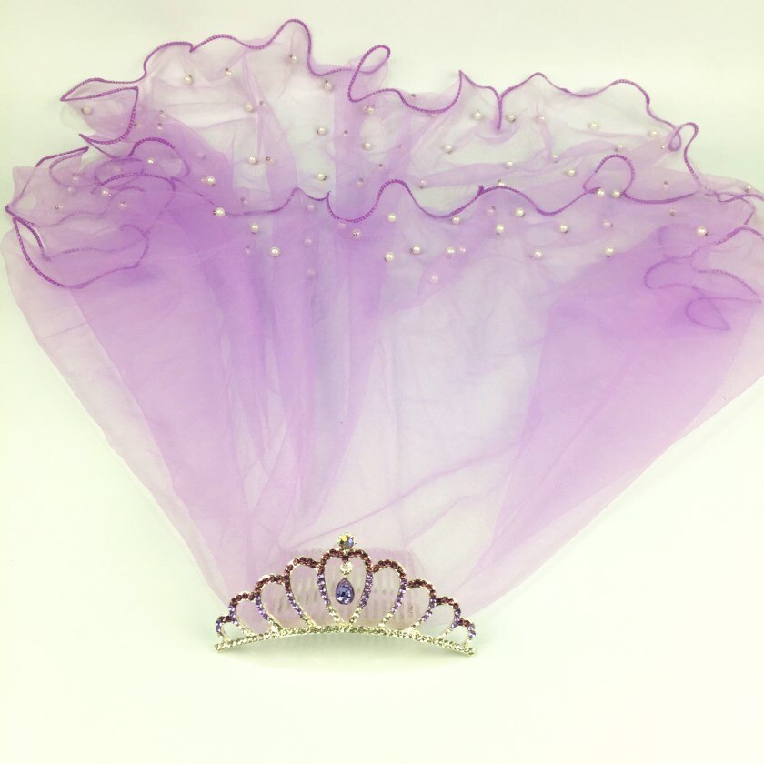 4 Colors Princess Tiara Wedding Flower Girl Veils ... – Grandado