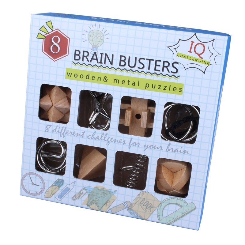 Wooden & Metal Puzzles 8PCS/Sets 3D Wire Intellige... – Grandado