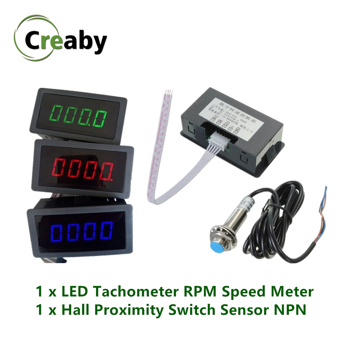1 SET Tachometer 4 Digital Red Green Blue LED Tach... – Grandado
