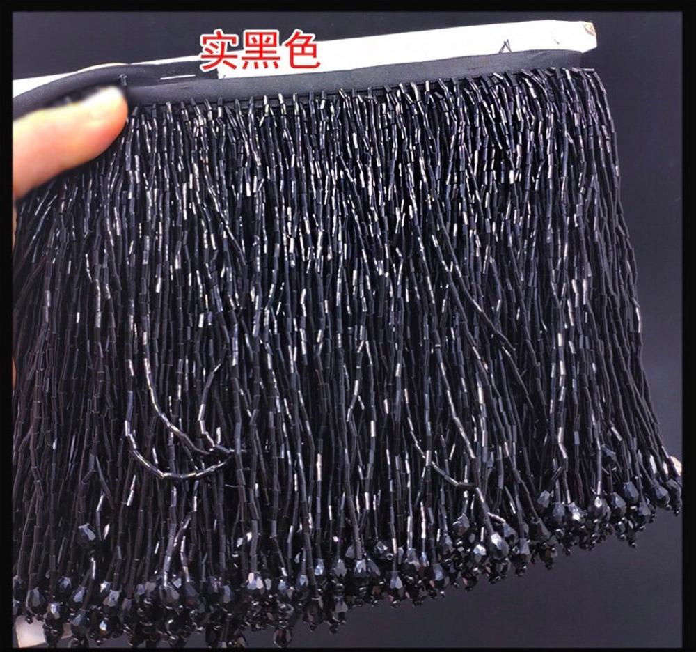 beaded fringe trim glass seed bugle tassel trim fo... – Vicedeal