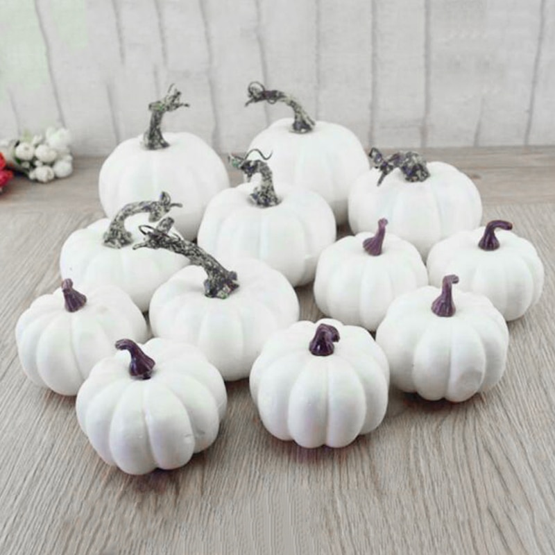 6/12 × Halloween White Artificial Pumpkins Harvest... – Grandado