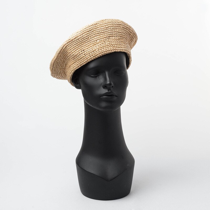 COKK Sommer Handgemachte Häkeln Stroh Baskenmütze ... – Grandado