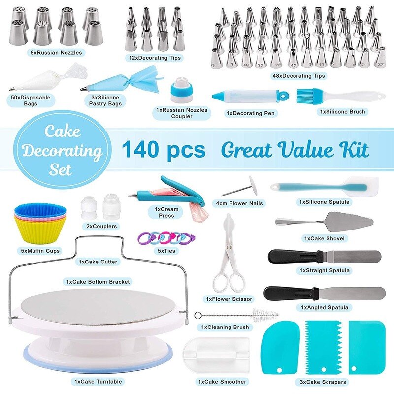 140 PCS Cake Decorating Tools Set DIY Cake Piping ... – Grandado
