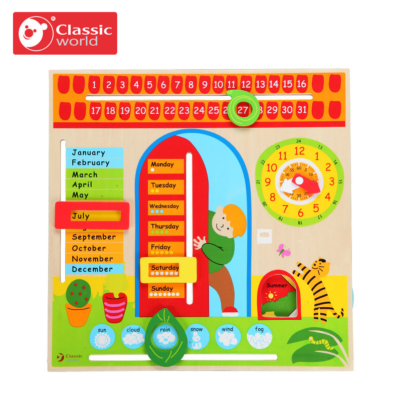 Classic World Wooden Calendar Puzzle Multifunction... – Grandado