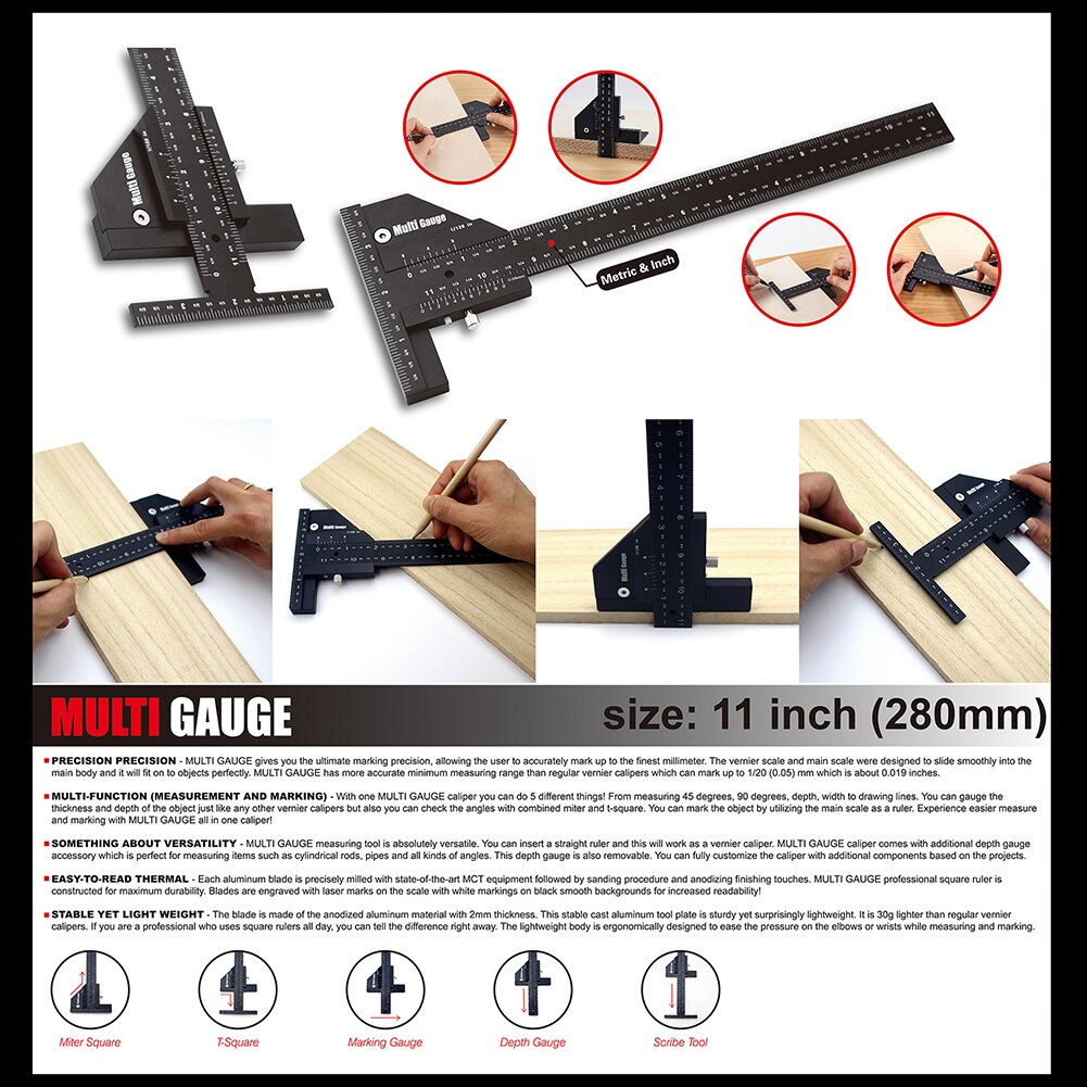 Multifunction Woodworking Scriber Gauge Aluminum A... – Vicedeal