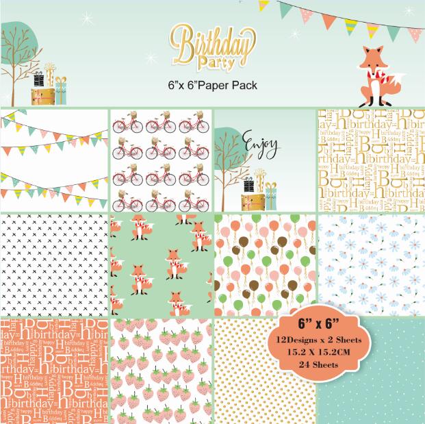 BIRTHDAY party fox style Scrapbooking paper pack o... – Vicedeal