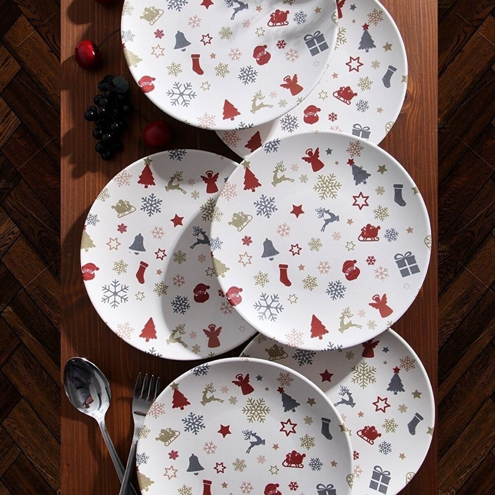 Christmas Plate Set Handmade 6 Pieces Special 21cm – Vicedeal
