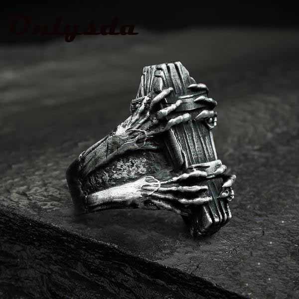 Punk Rock Ons Size Ghost Klauw Coffin Ring 316L Ro... – Vicedeal