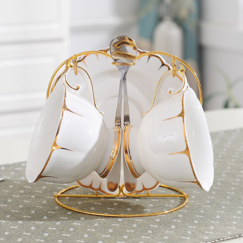 Royal Bone China Coffee Cup Ceramic Gold Rim White... – Grandado