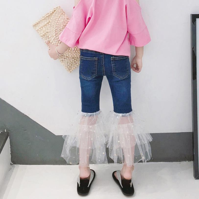 Ins mesh patchwork denim pants for bbay girls chil... – Grandado