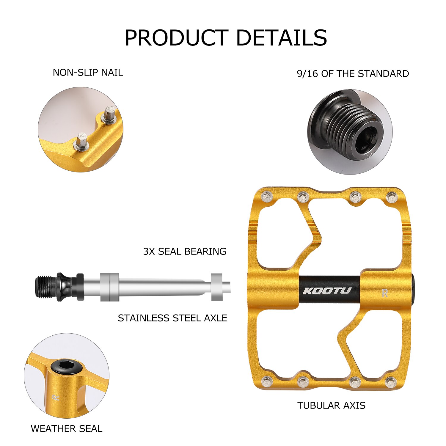 3 Bearing Pedals Mountain Bike Pedal with 3 Seal B... – Grandado