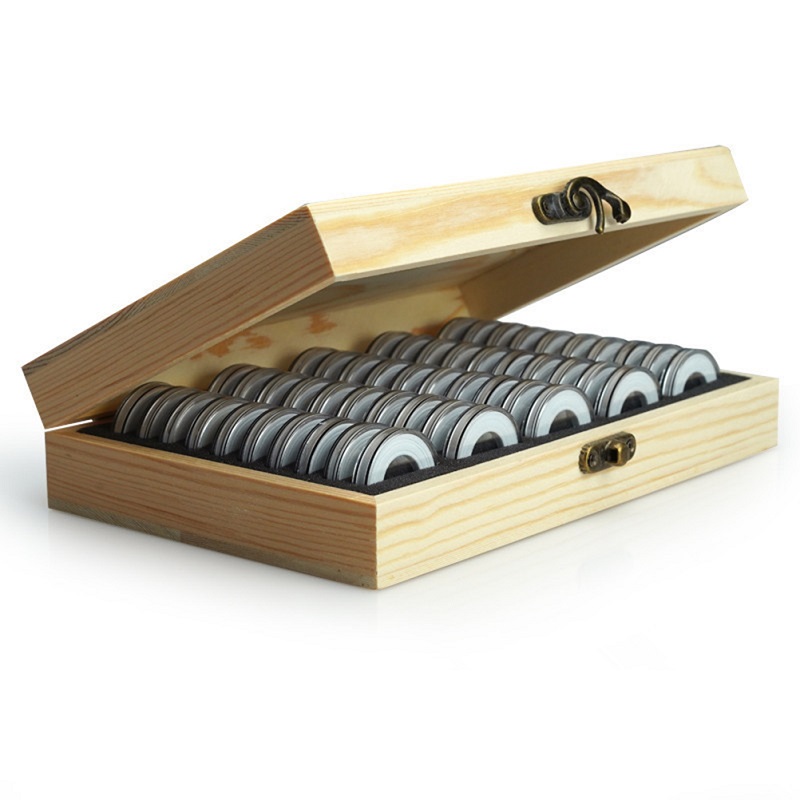 50pcs Coin Holder Case with Wooden Storage Box Rou... – Grandado