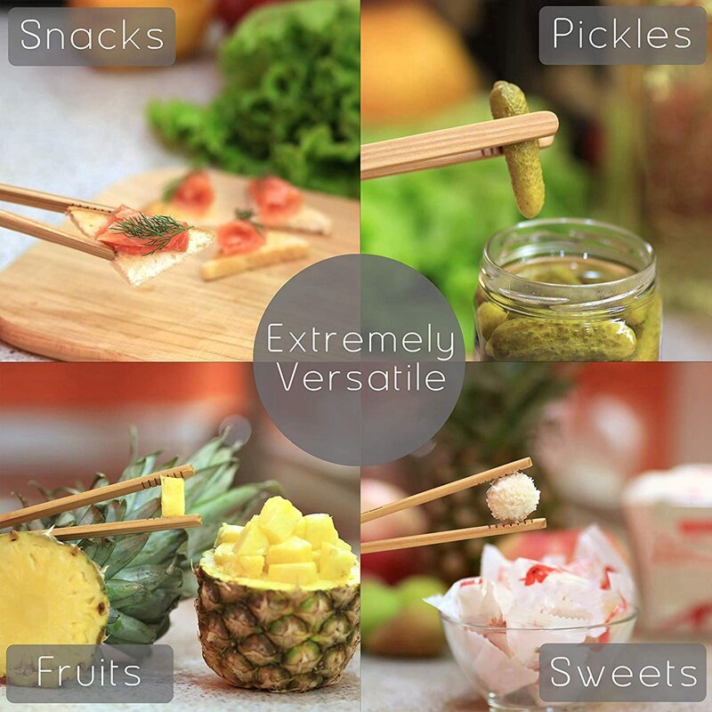 10 Pieces Bamboo Tongs Wood Tongs Toaster Tongs Re... – Grandado