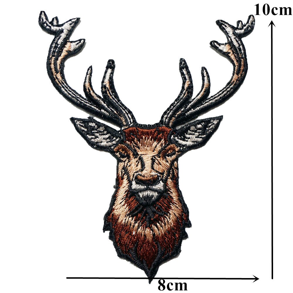 Brown Elk Deer Embroidered Patches Sew Iron On Badges For Clothes DIY ...