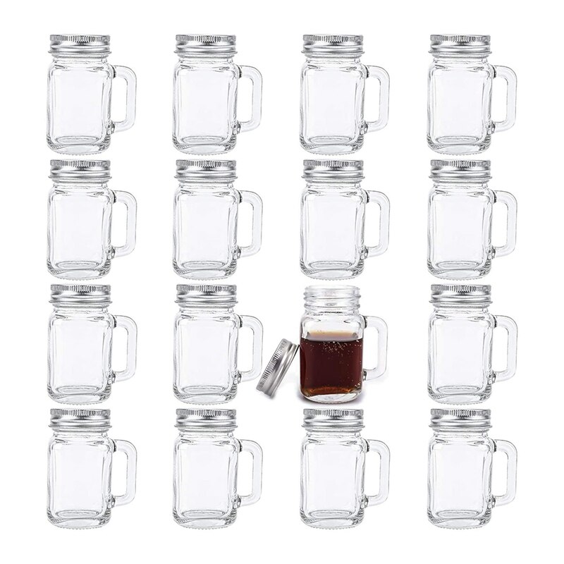 16 Pack 2 Oz Mini Mason Jar Borrelglaasjes Met Dek... – Vicedeal