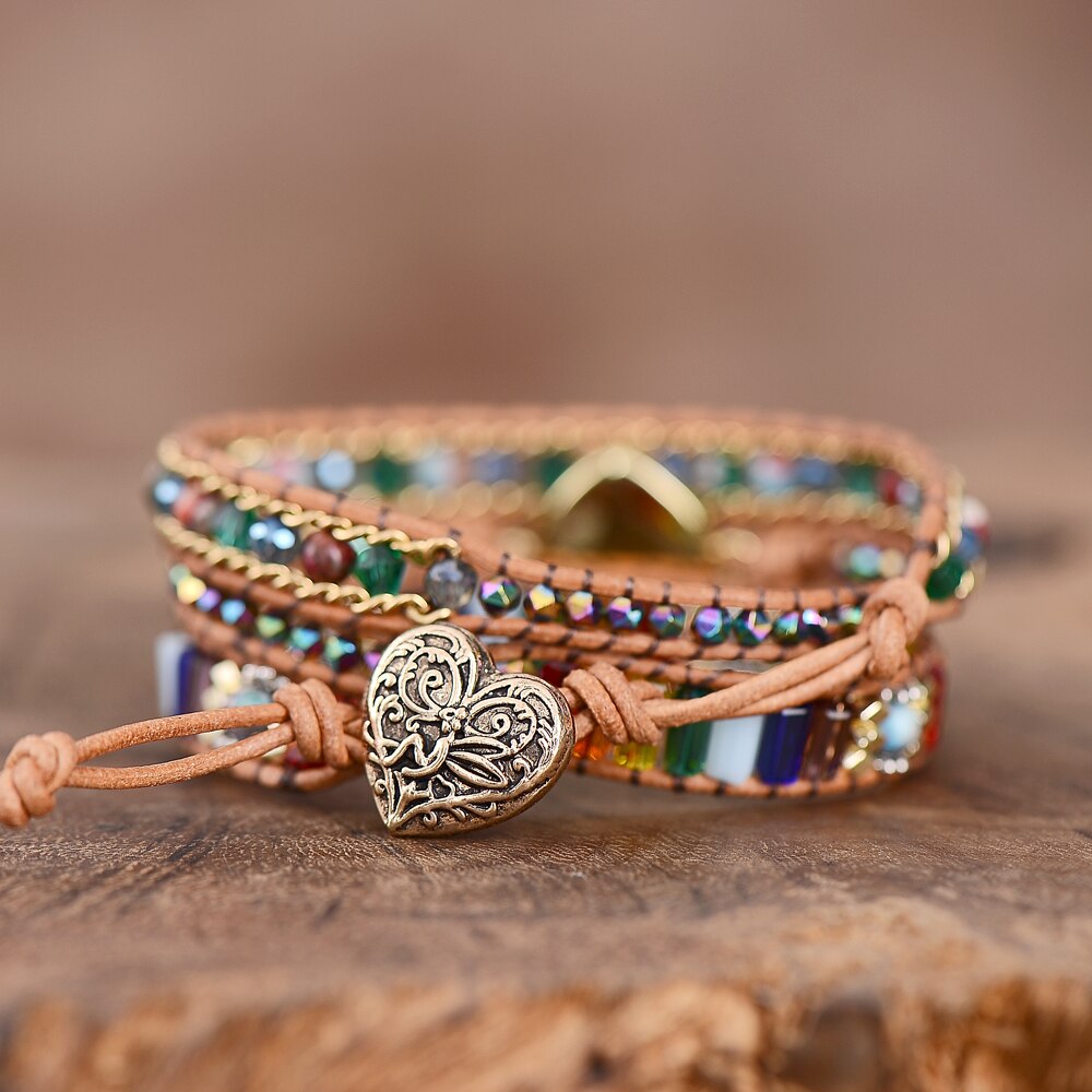 Sparkling Opal Heart Symbol Love Wrap Bracelets – Grandado