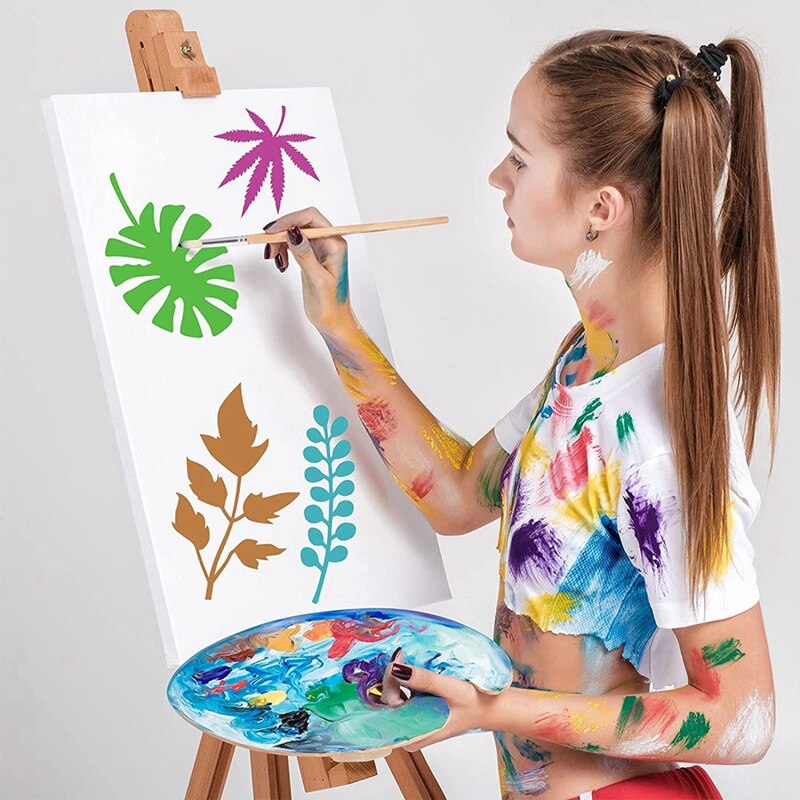 16 Pieces Leaves Stencil Reusable Sheet Painting S... – Grandado