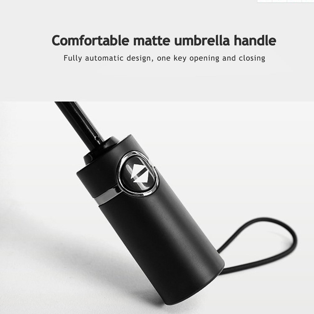 Fully Automatic Folding Black Plastic Men'S Business Umbrella Windproof ...