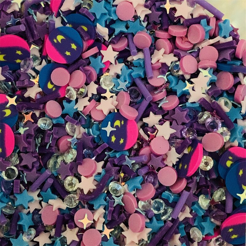 Mixed Stars Sky Moon Slices Polymer Clay with Sequ... – Grandado