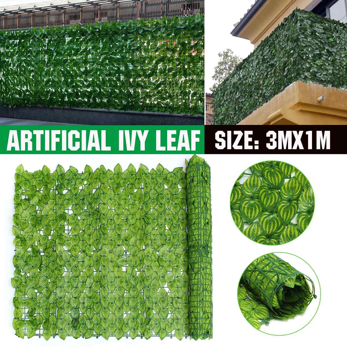 3Mx1M Artificial Leaf Privacy Fence Roll Wall Land... – Grandado